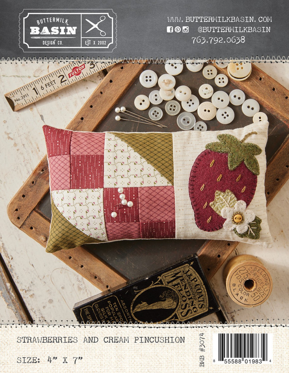 Strawberries and Cream Pincushion – Barn Chick Quilts