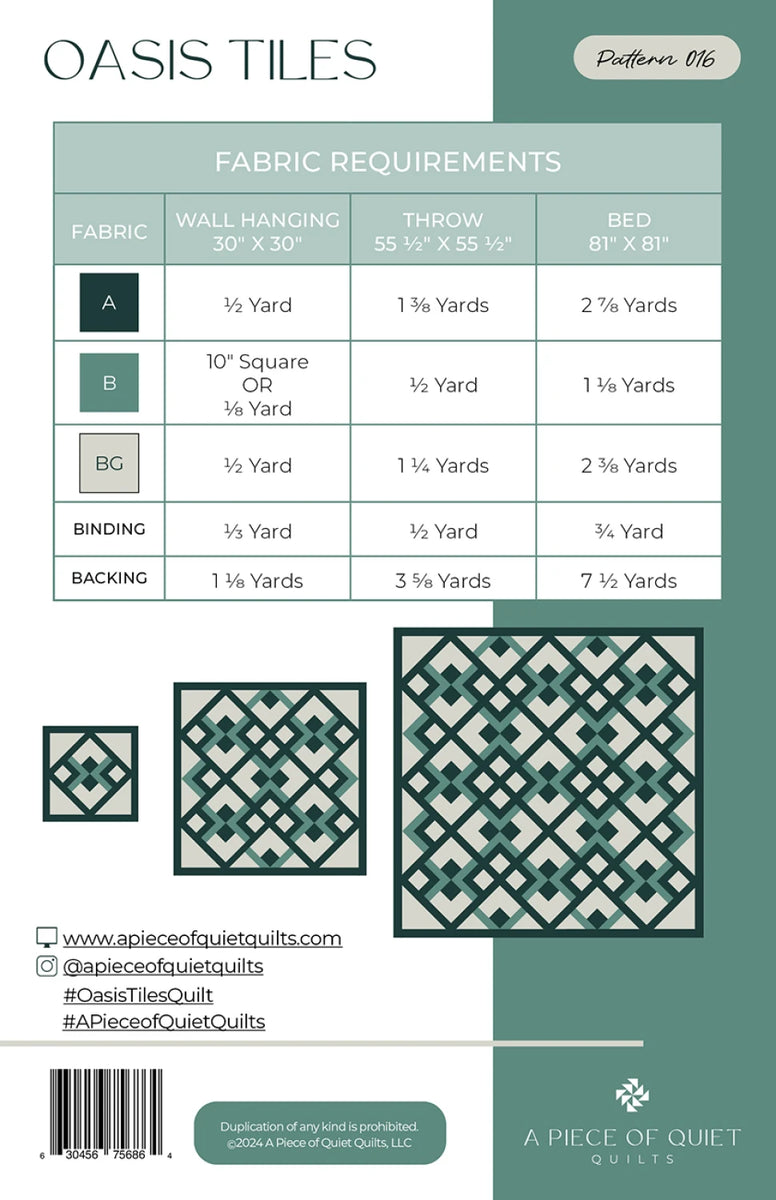 Oasis Tiles Quilt Pattern – Barn Chick Quilts