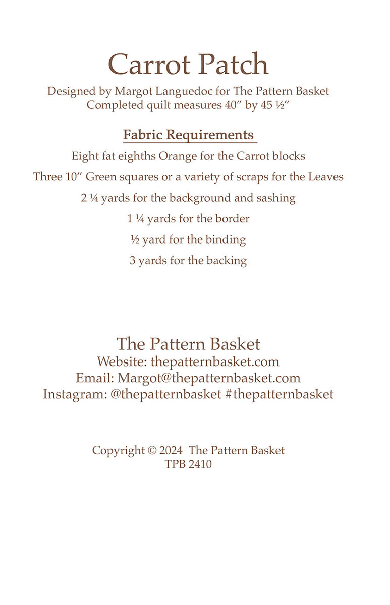 Carrot Patch – Barn Chick Quilts