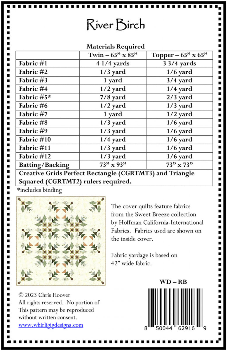 River Birch Pattern and Rulers – Barn Chick Quilts