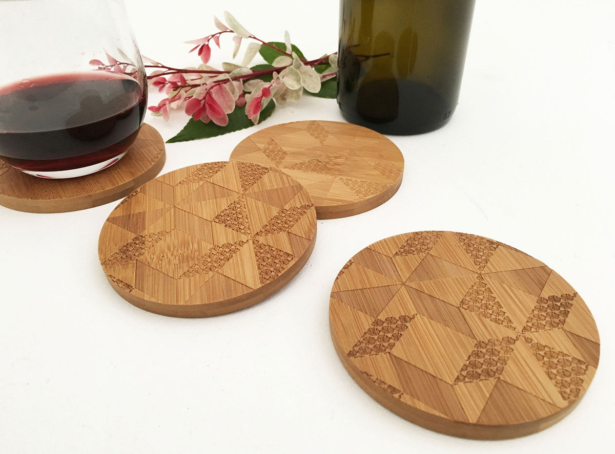 Coasters - Windblown Star Round Coaster 4pc Set – Barn Chick Quilts